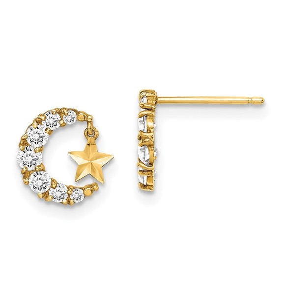 Madi K | Accessories | 4k Yellow Gold Madi K Childrens Cz Crescent Moon ...